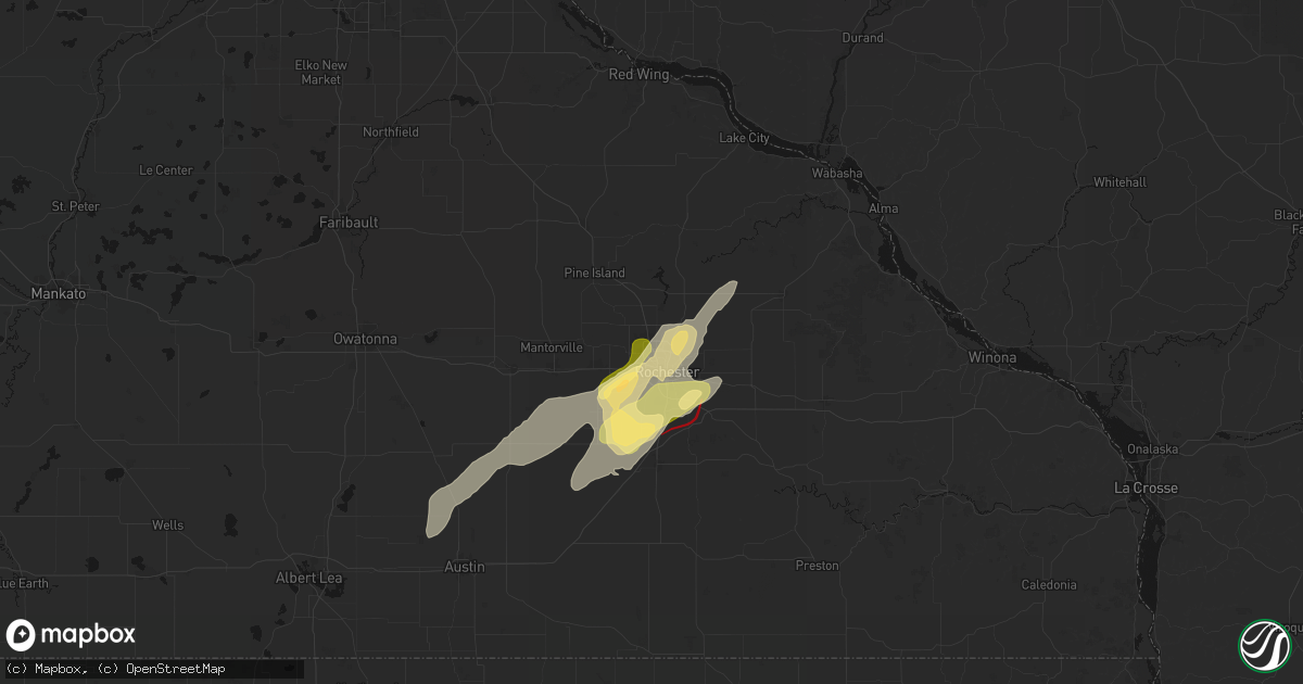 Hail Map in Rochester, MN on April 17, 2026 - HailTrace