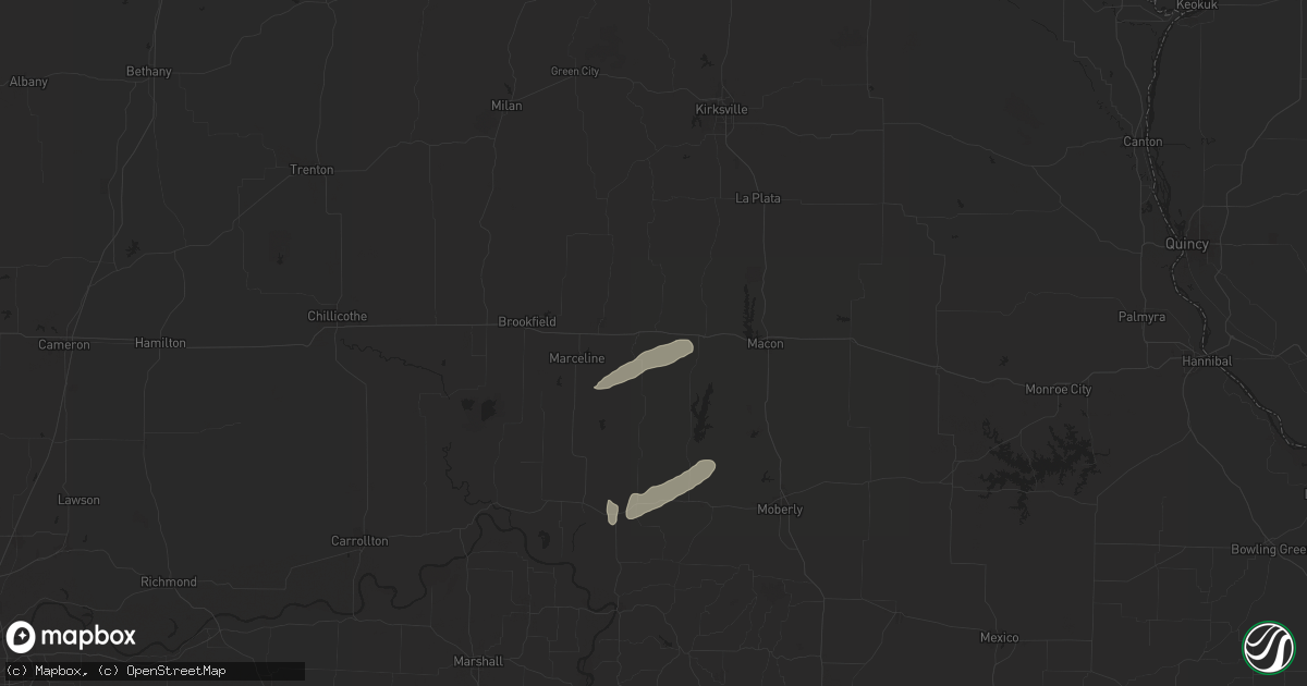 Hail Map in New Cambria, MO on April 18, 2024 - HailTrace