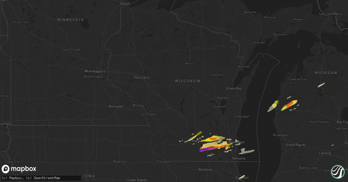 Hail Map in Wisconsin on April 18, 2025 - HailTrace