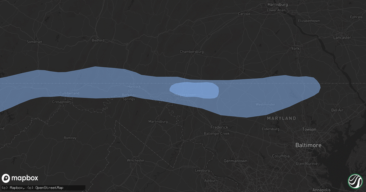 Hail Map in Hagerstown, MD on April 19, 2025 - HailTrace