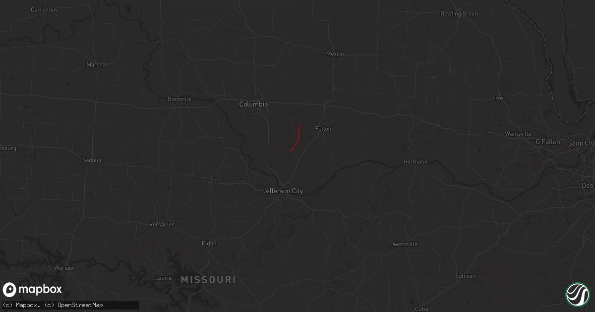 Hail Map in New Bloomfield, MO on April 20, 2025 - HailTrace