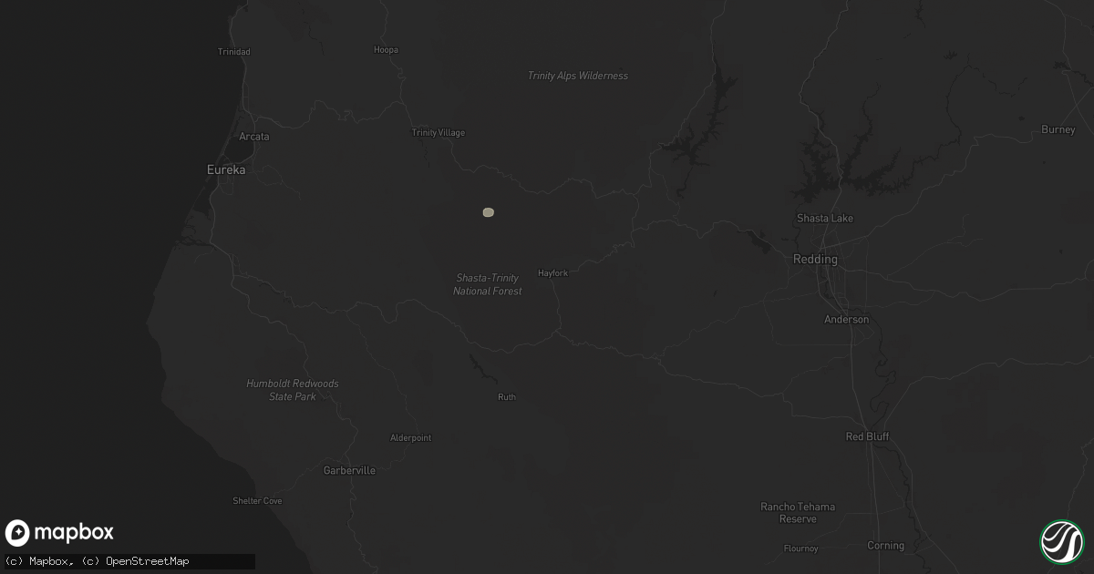 Hail Map in Hayfork, CA on April 23, 2024 - HailTrace