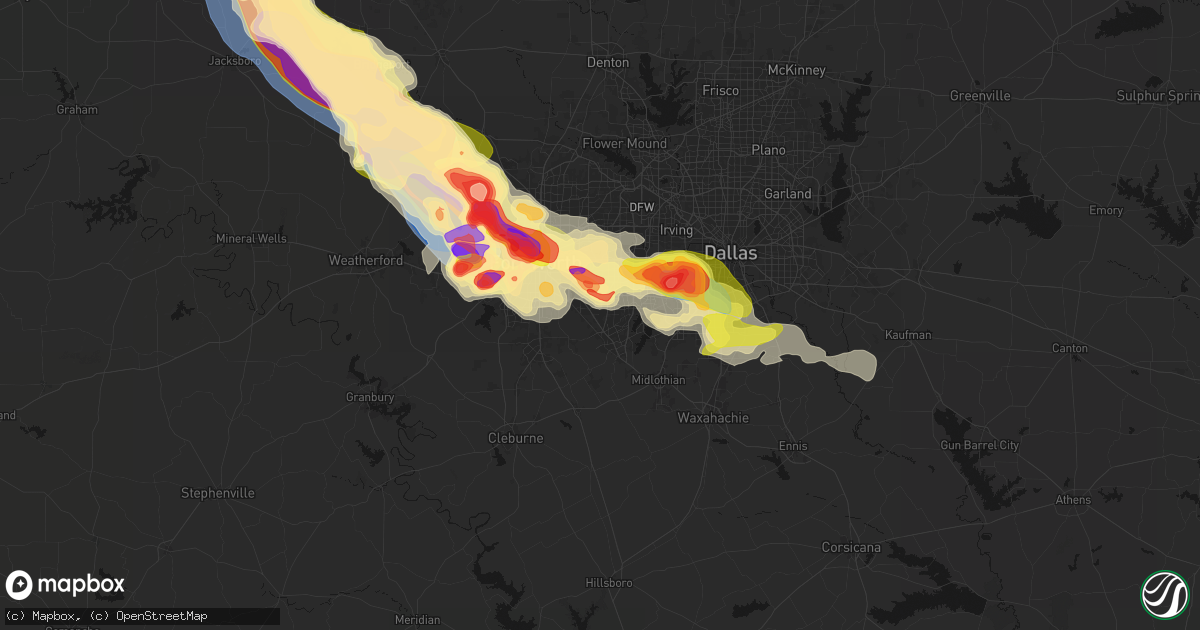 Hail Map in Arlington, TX on April 25, 2026 - HailTrace