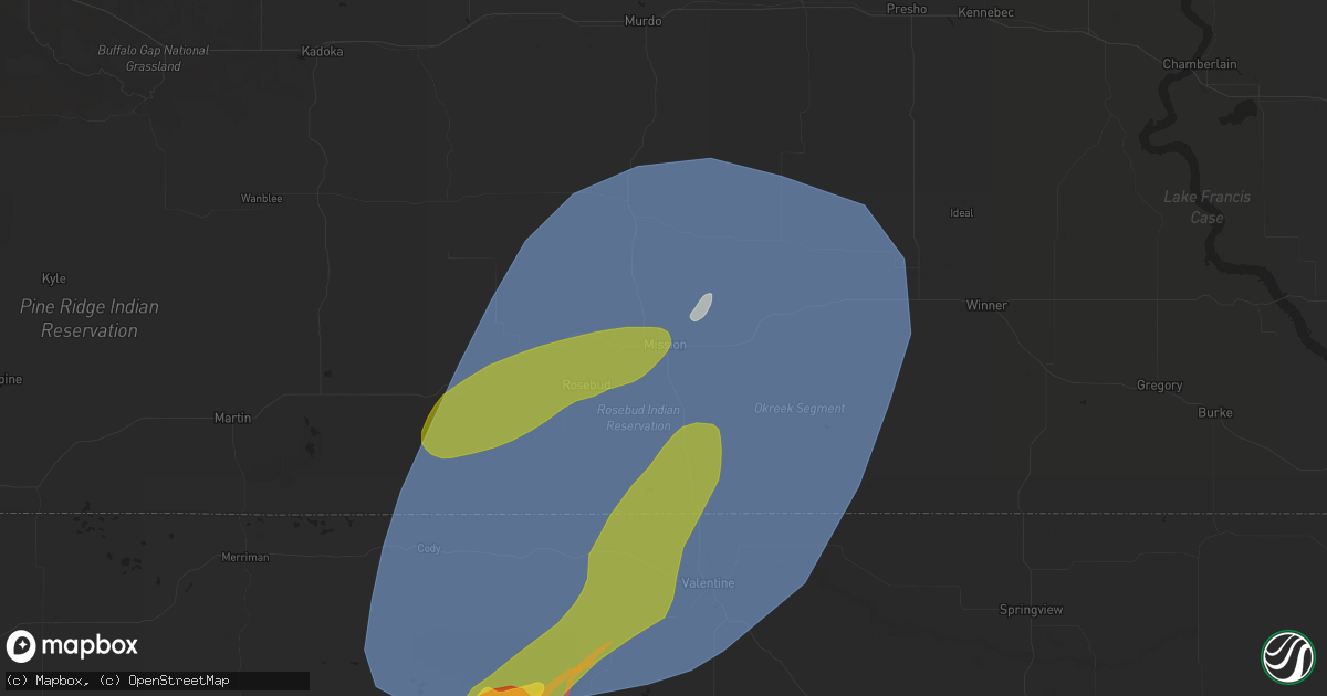 Hail Map in Mission, SD on April 27, 2025 - HailTrace
