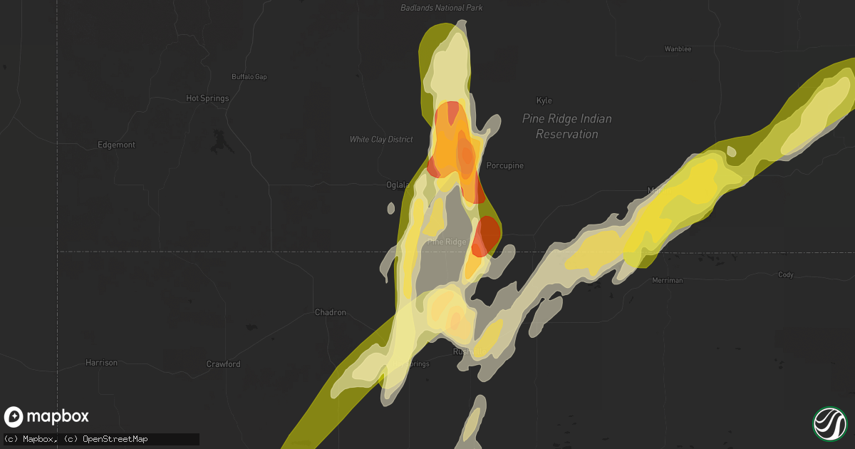 Hail Map in Pine Ridge, SD on April 27, 2025 - HailTrace