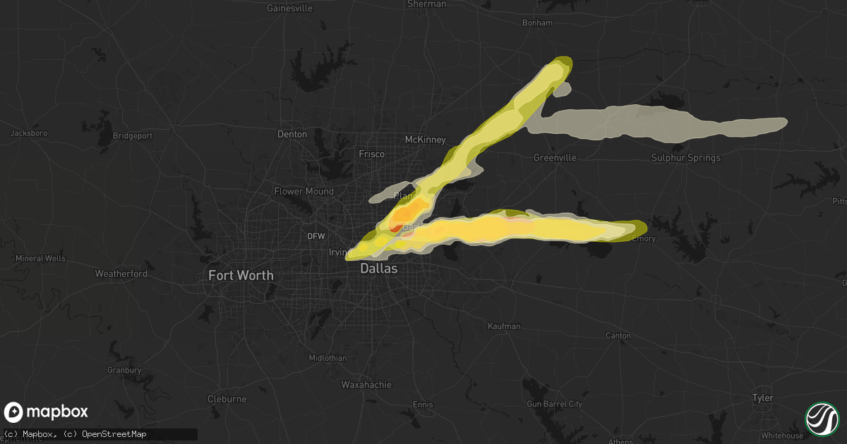 Hail Map in Garland, TX on April 27, 2026 - HailTrace