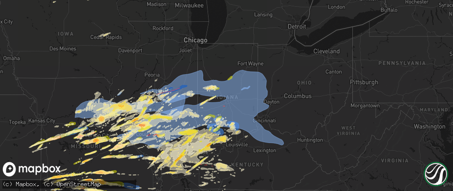 Hail Map in Indiana on April 27, 2026 - HailTrace