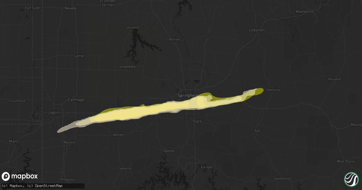 Hail Map in Springfield, MO on April 27, 2026 - HailTrace
