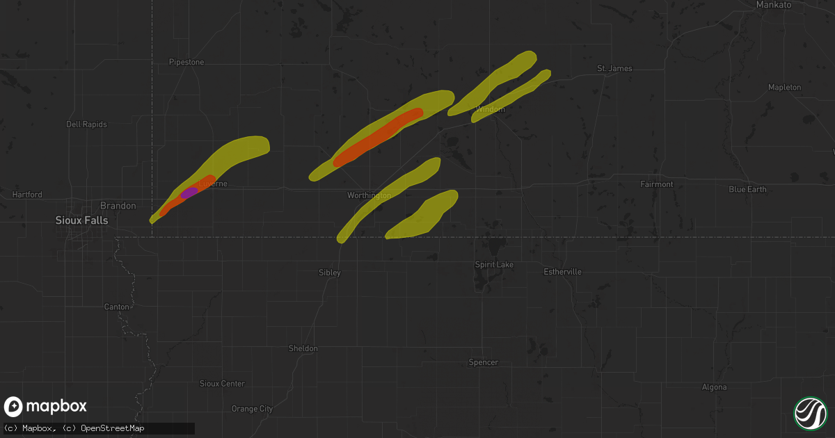 Hail Map in Round Lake, MN on April 28, 2025 - HailTrace