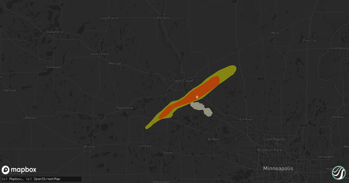 Hail Map in Saint Cloud, MN on April 28, 2025 - HailTrace