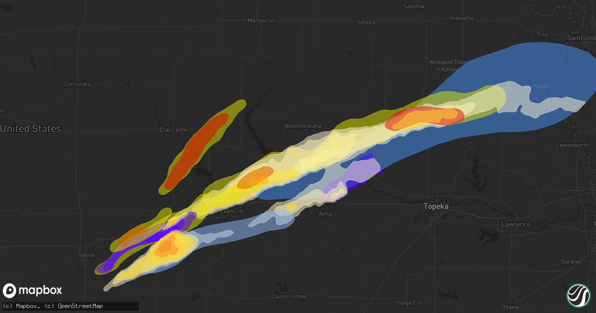 Hail Map in Saint George, KS on April 28, 2025 - HailTrace