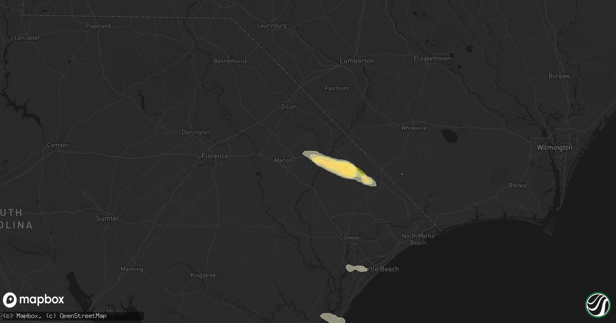 Hail Map in Mullins, SC on May 11, 2026 - HailTrace
