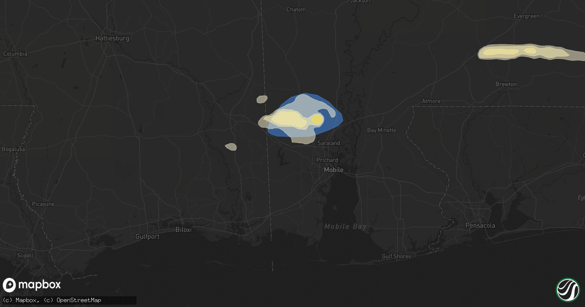 Hail Map in Semmes, AL on May 13, 2024 - HailTrace