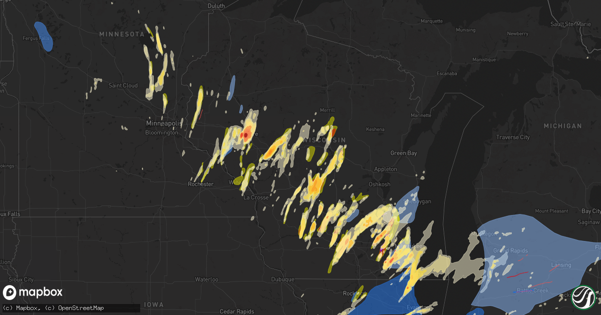 Hail Map in Wisconsin on May 15, 2025 - HailTrace