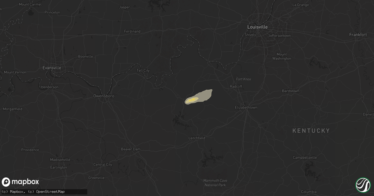 Hail Map in Harned, KY on May 16, 2025 - HailTrace