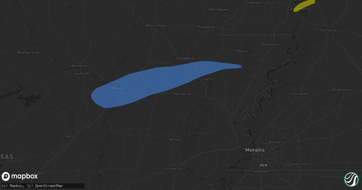 Hail Map in Harrisburg, AR on May 16, 2025 - HailTrace