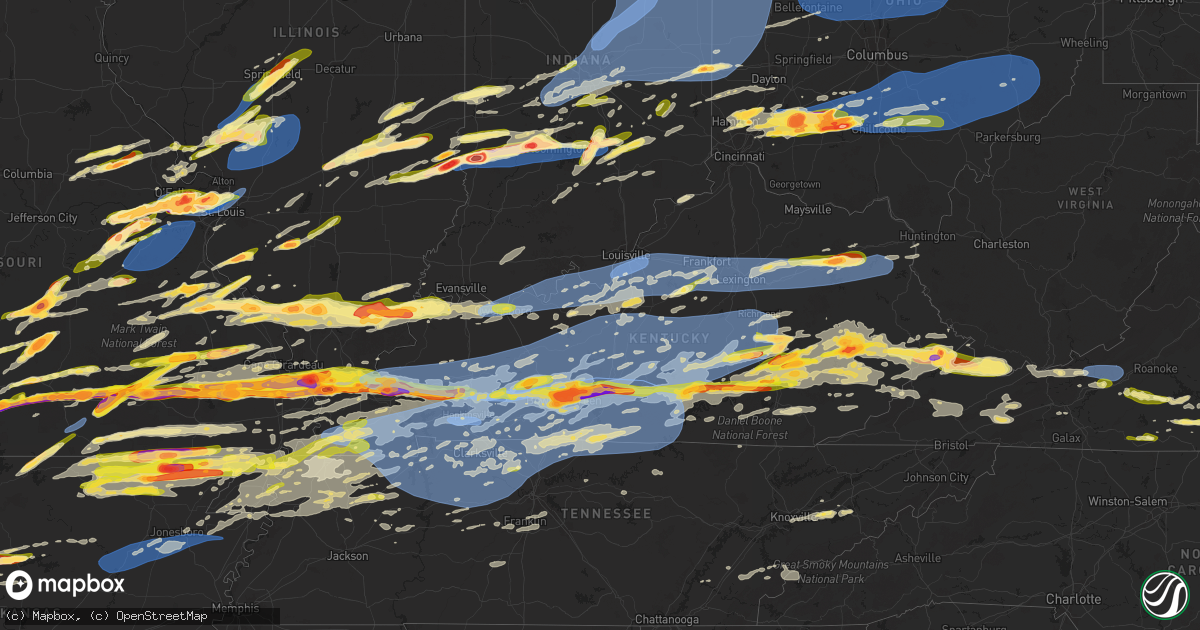 Hail Map in Kentucky on May 16, 2025 - HailTrace