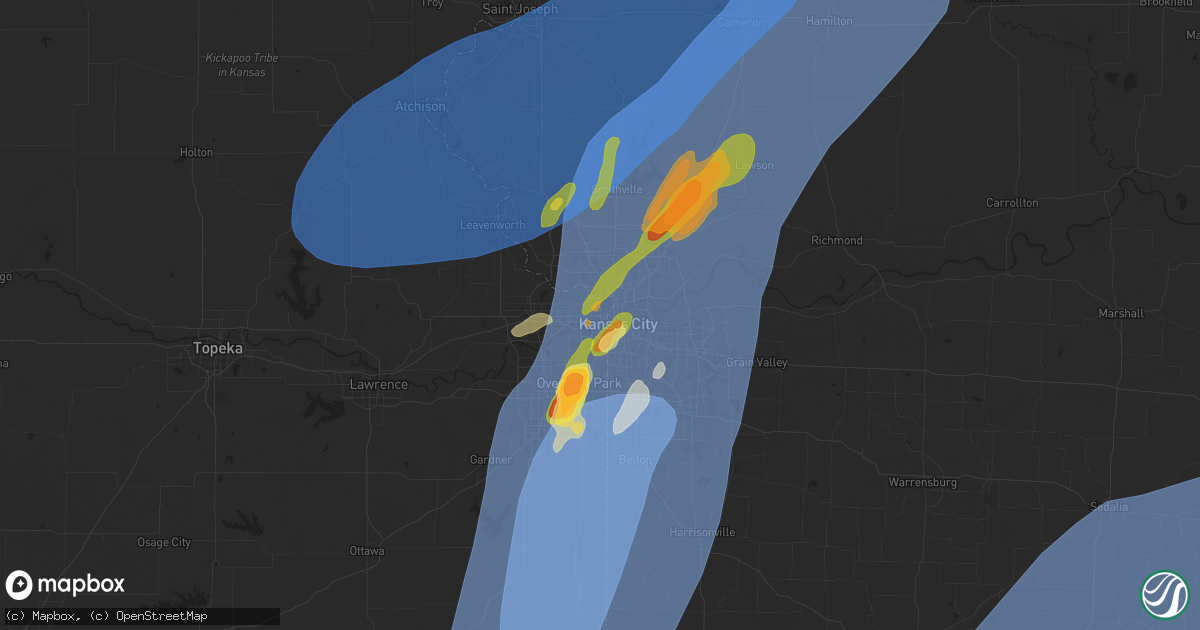Hail Map in Kansas City, KS on May 19, 2025 - HailTrace