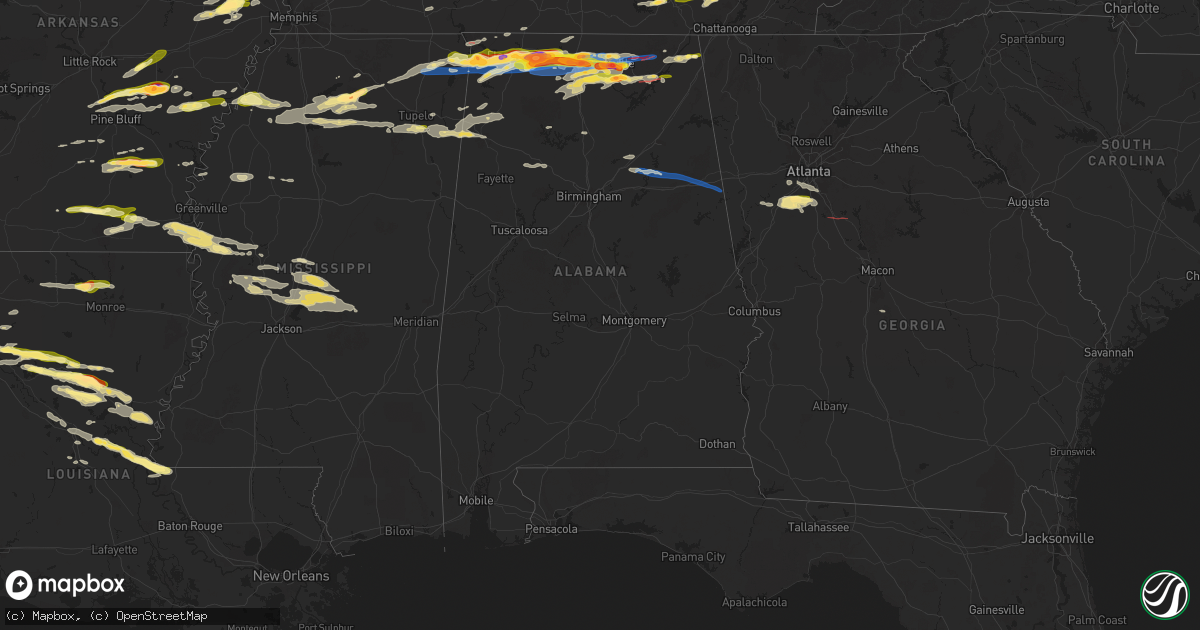 Hail Map in Alabama on May 20, 2025 - HailTrace