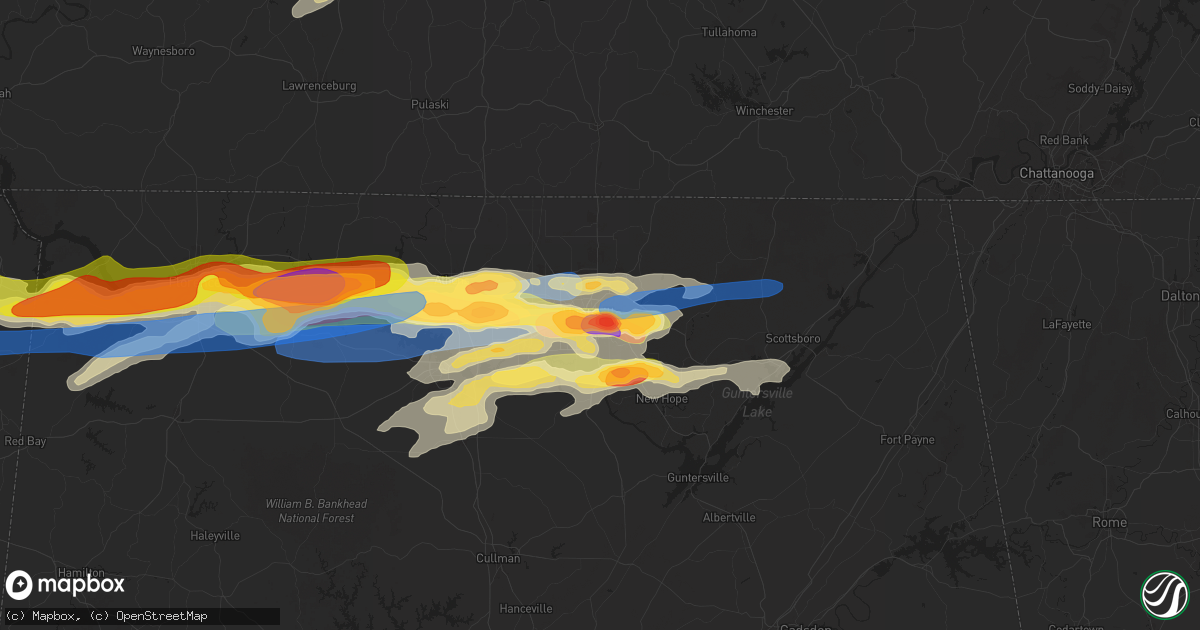 Hail Map in Huntsville, AL on May 20, 2025 - HailTrace