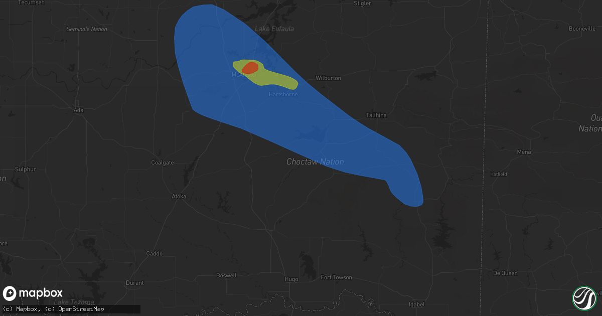 Hail Map in Clayton, OK on May 24, 2025 - HailTrace