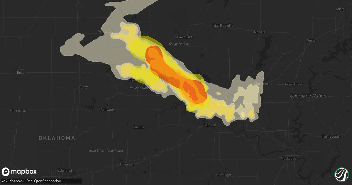 Hail Map in Cleveland, OK on May 24, 2025 - HailTrace