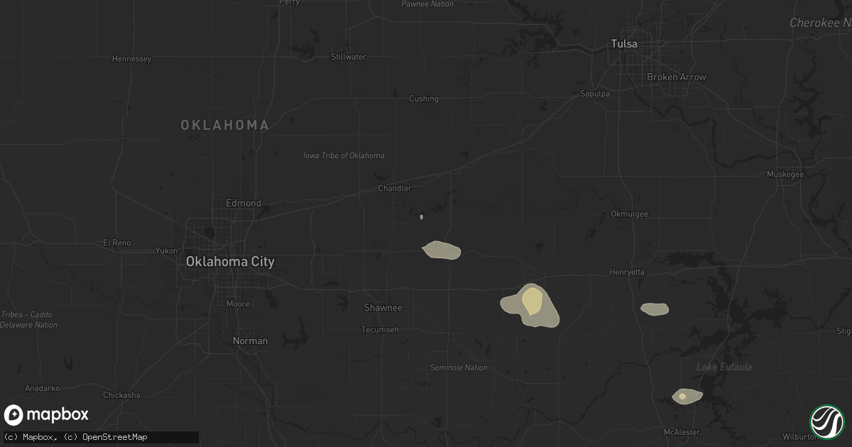 Hail Map in Sparks, OK on May 24, 2025 - HailTrace