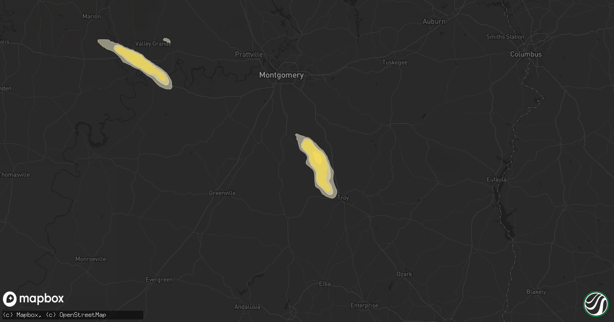 Hail Map in Grady, AL on May 25, 2024 - HailTrace