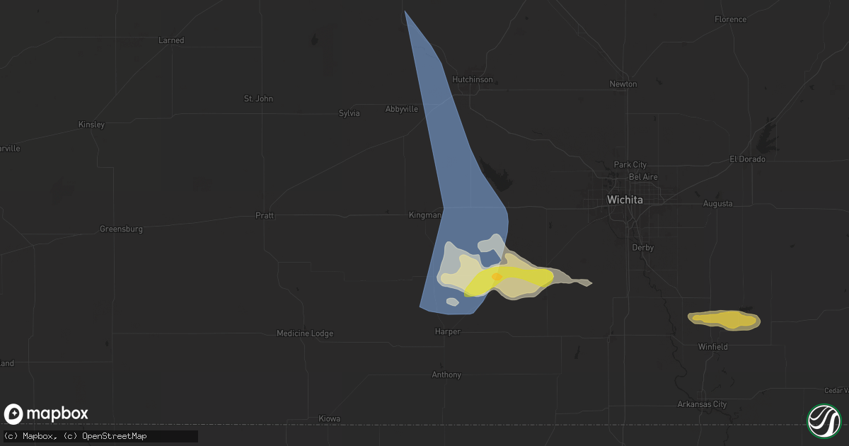 Hail Map in Kingman, KS on May 25, 2025 - HailTrace