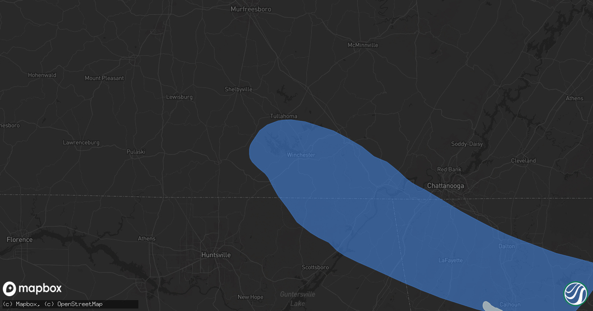 Hail Map in Winchester, TN on May 25, 2025 - HailTrace