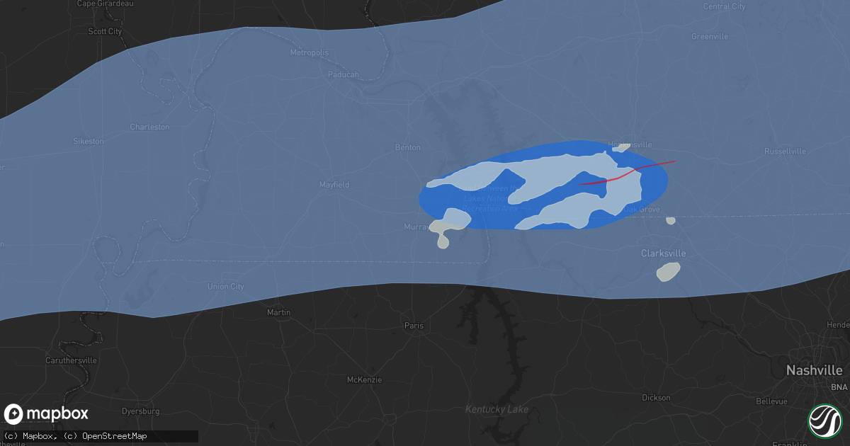 Hail Map in Murray, KY on May 26, 2024 - HailTrace