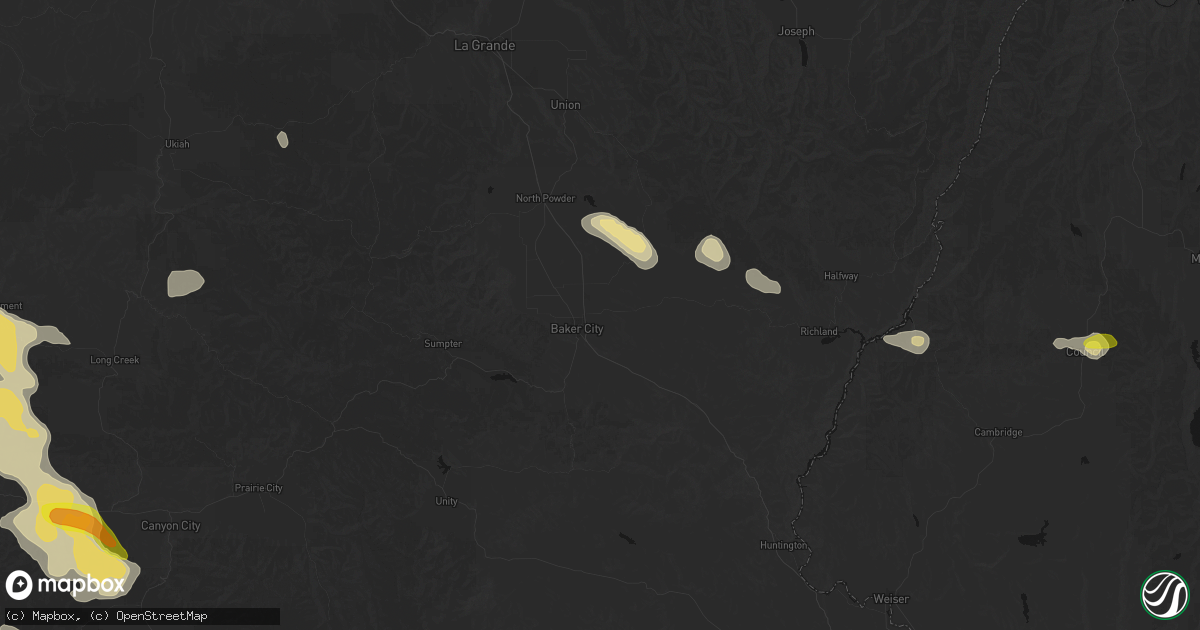 Hail Map in Baker City, OR on May 28, 2026 - HailTrace