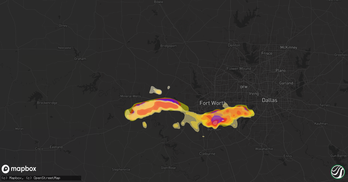 Hail Map in Weatherford, TX on June 1, 2025 - HailTrace