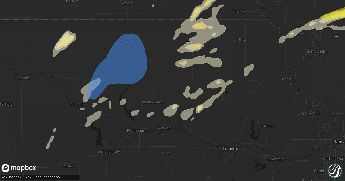 Hail Map in Onaga, KS on June 4, 2026 - HailTrace