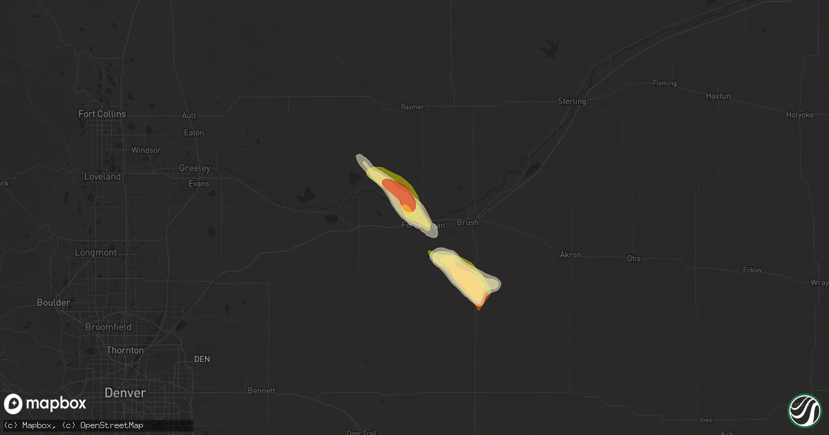 Hail Map in Log Lane Village, CO on June 5, 2025 - HailTrace