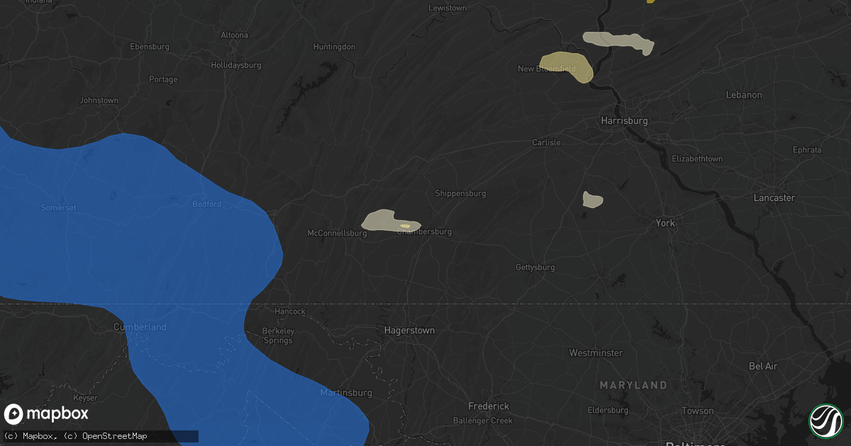 Hail Map in Chambersburg, PA on June 6, 2026 - HailTrace