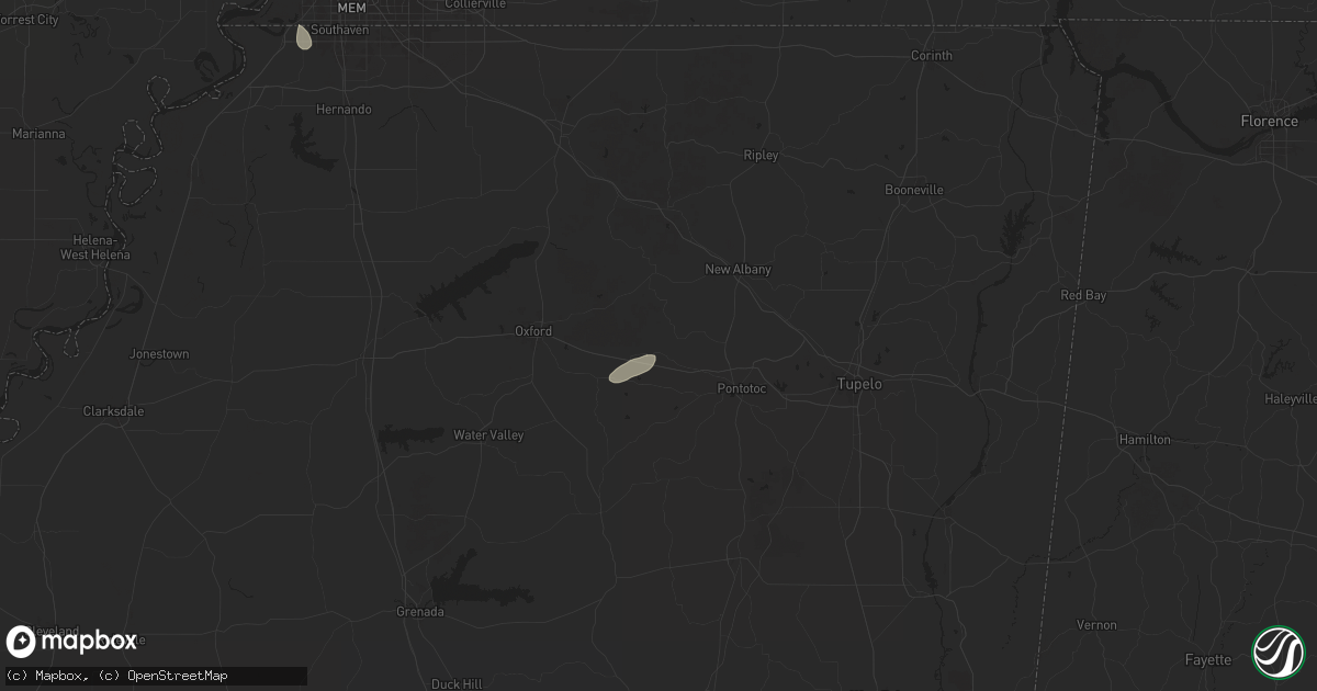 Hail Map in Thaxton, MS on June 7, 2025 - HailTrace