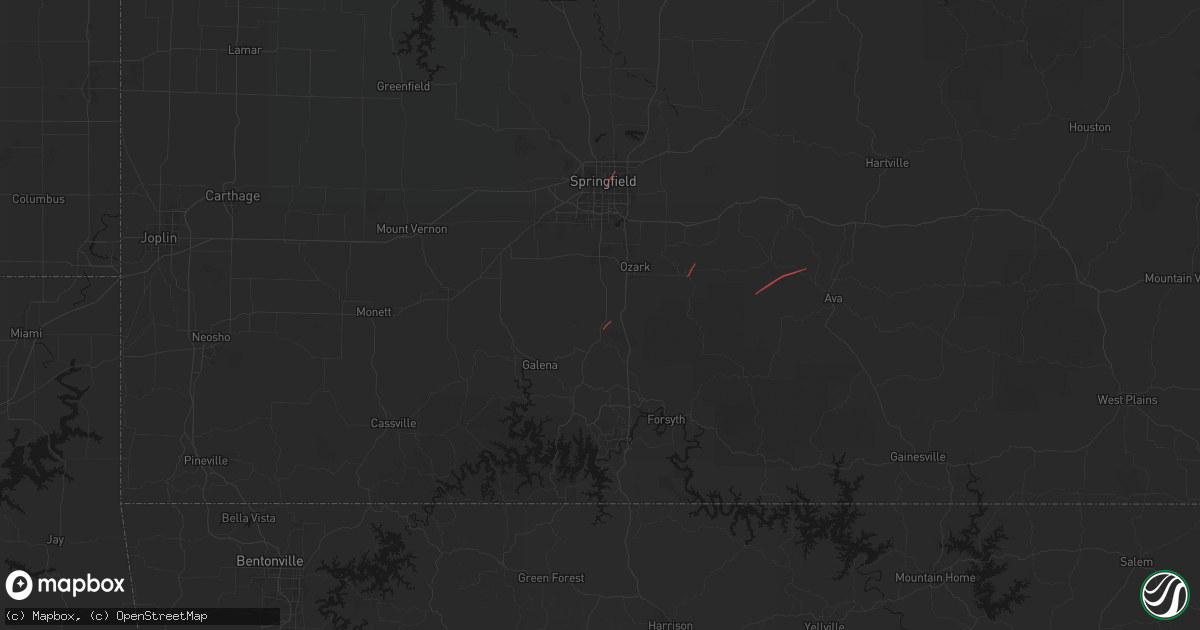 Hail Map in Highlandville, MO on June 7, 2026 - HailTrace