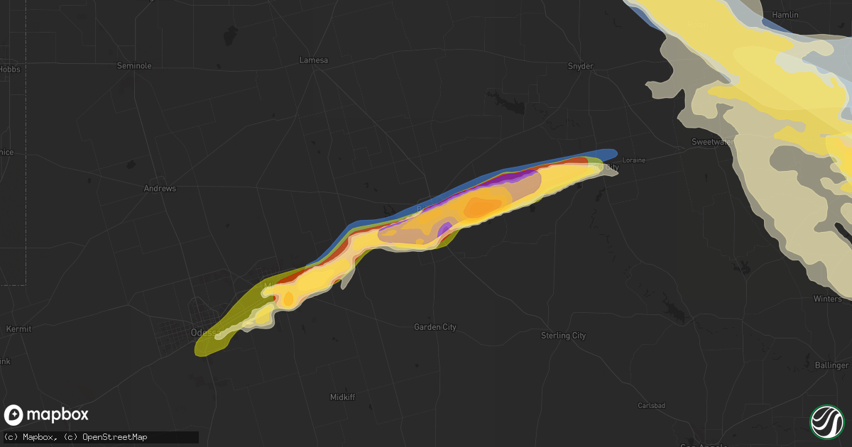 Hail Map in Big Spring, TX on June 8, 2025 - HailTrace