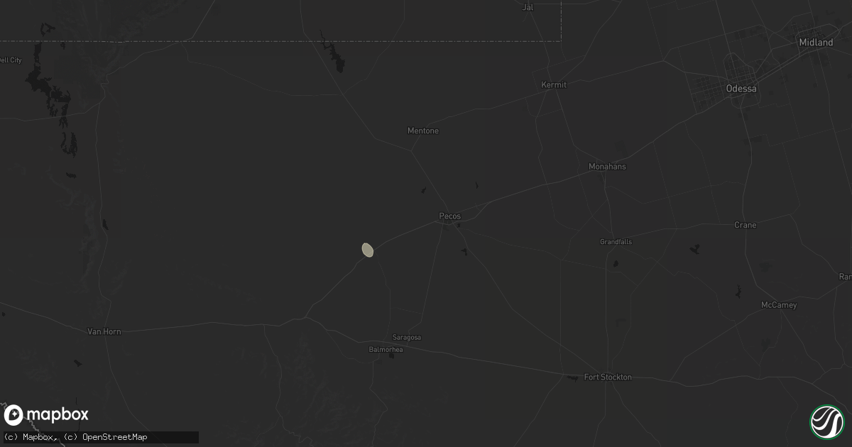 Hail Map in Pecos, TX on June 8, 2026 - HailTrace