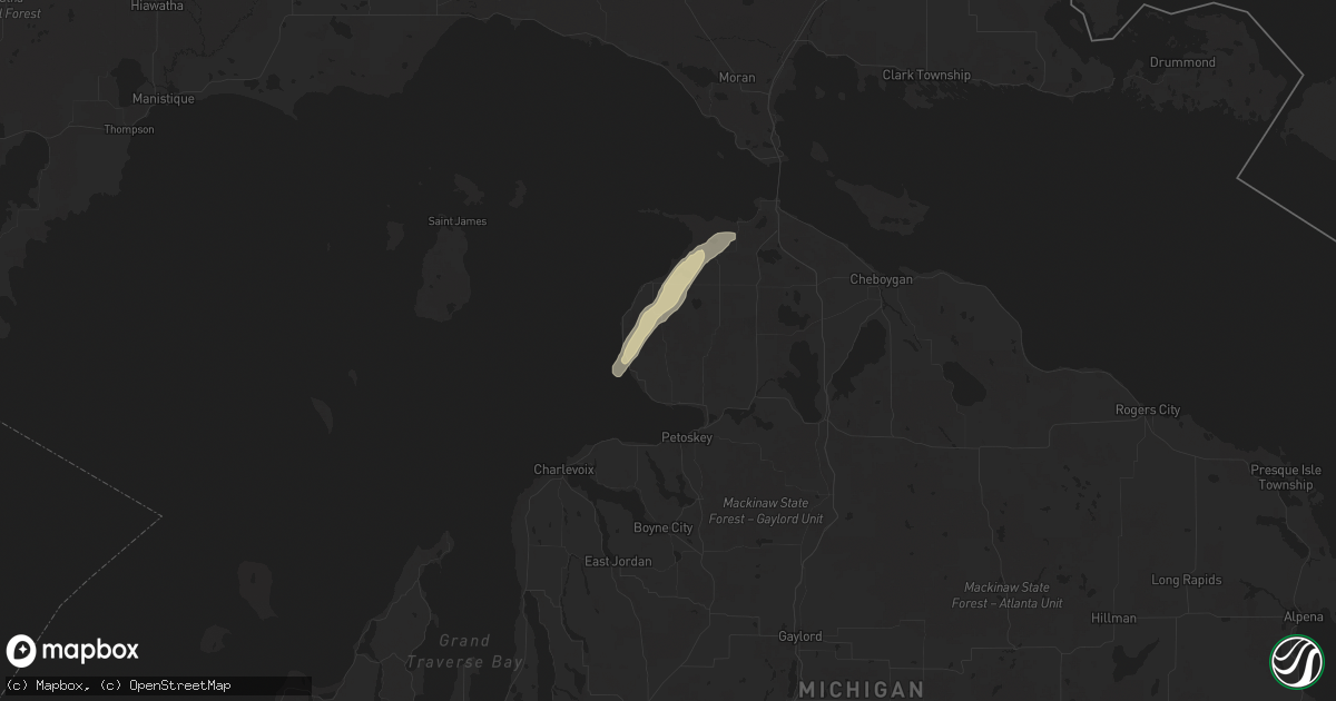 Hail Map in Harbor Springs, MI on June 9, 2025 - HailTrace