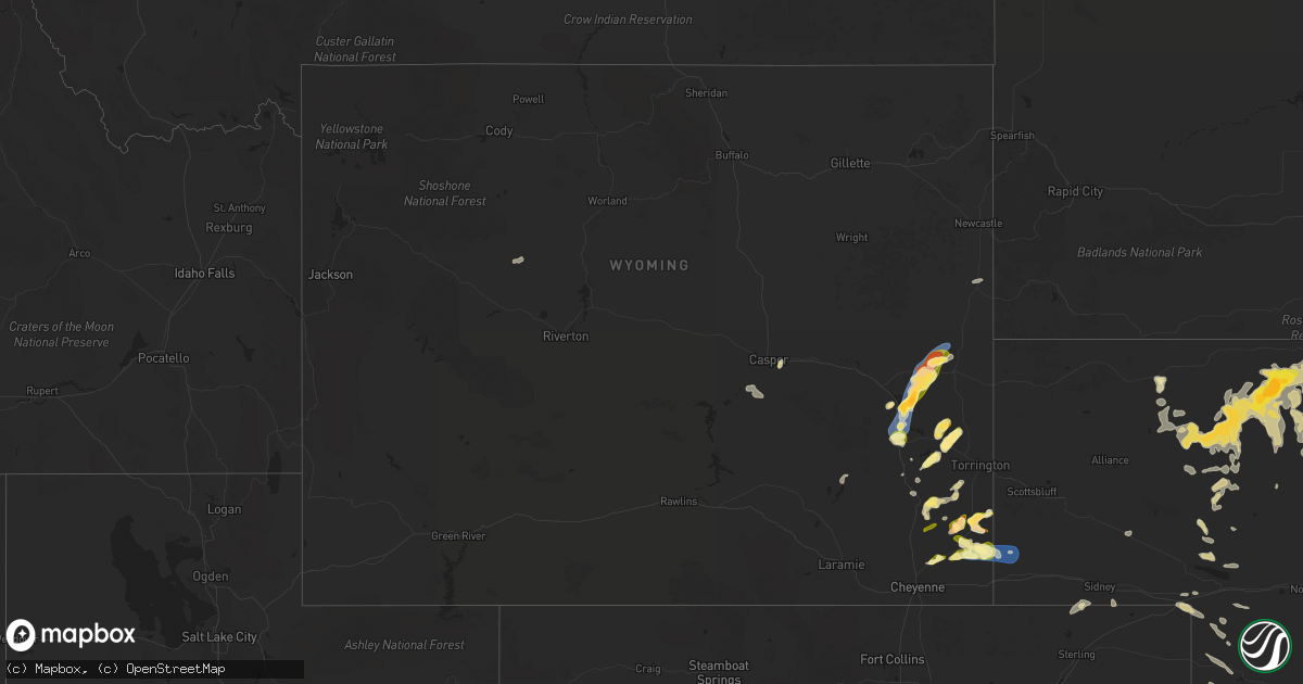 Hail Map in Wyoming on June 12, 2025 - HailTrace