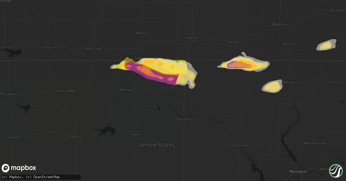 Hail Map in Scandia, KS on June 13, 2026 - HailTrace