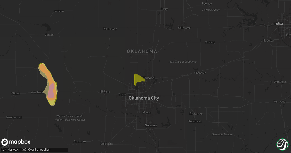 Hail Map in Edmond, OK on June 14, 2025 - HailTrace