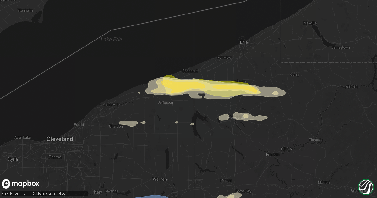 Hail Map in Pierpont, OH on June 14, 2026 - HailTrace