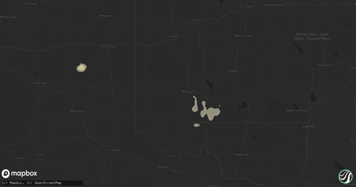 Hail Map in Mangum, OK on June 15, 2025 - HailTrace