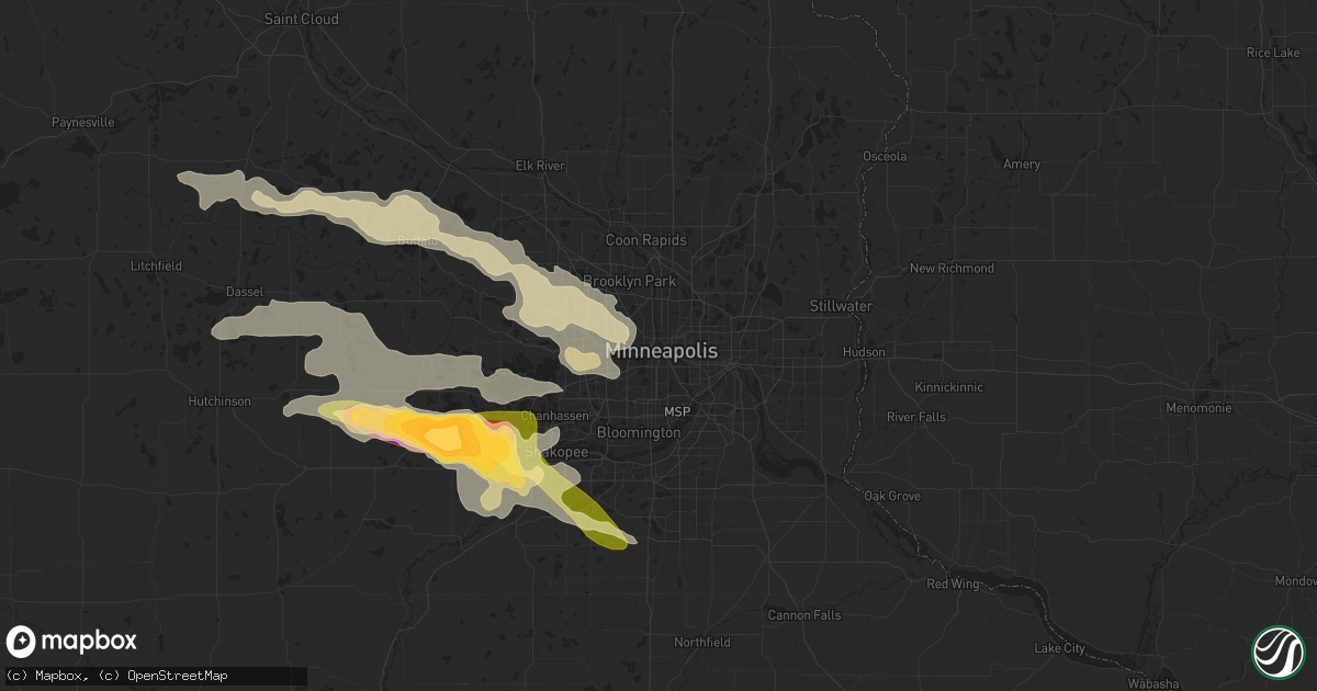 Hail Map in Minneapolis, MN on June 16, 2025 - HailTrace