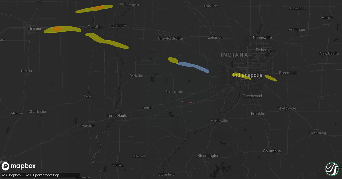 Hail Map in Greencastle, IN on June 16, 2026 - HailTrace