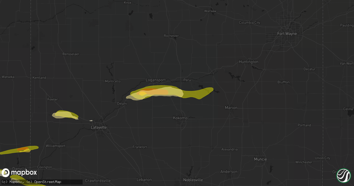Hail Map in Grissom Arb, IN on June 16, 2026 - HailTrace