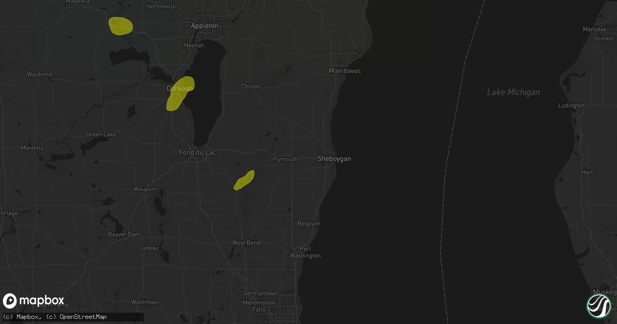 Hail Map in Sheboygan Falls, WI on June 16, 2026 - HailTrace